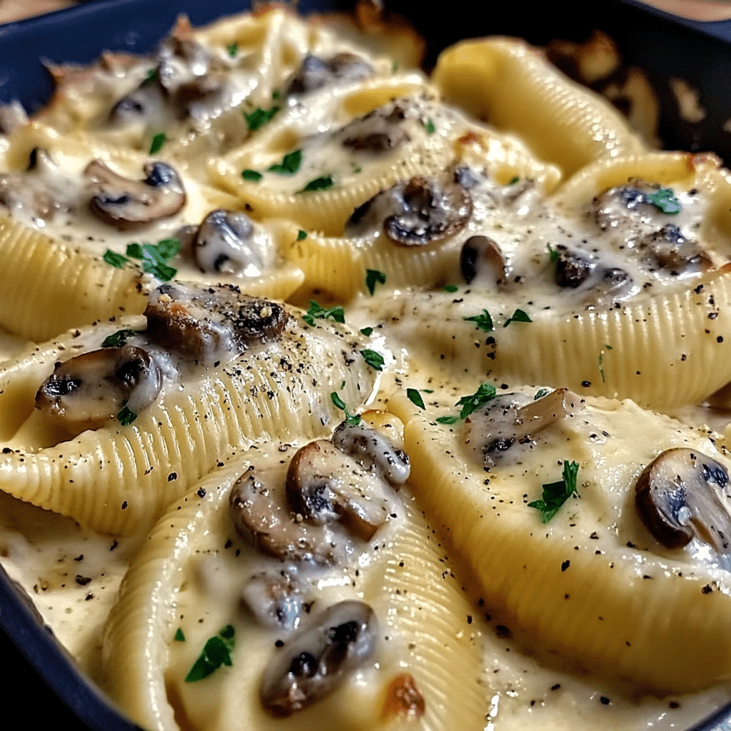 Irresistible Creamy Garlic Mushroom Shells Recipe