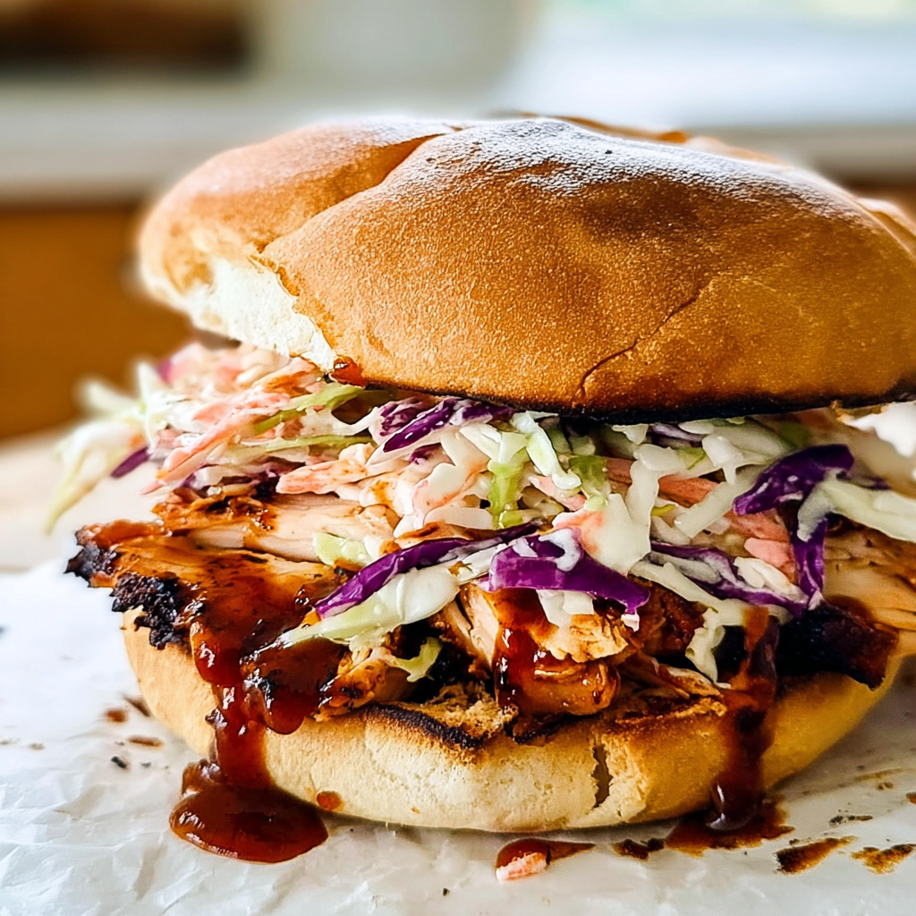 BBQ Chicken Coleslaw Sandwich - Easy 15-Minute Recipe