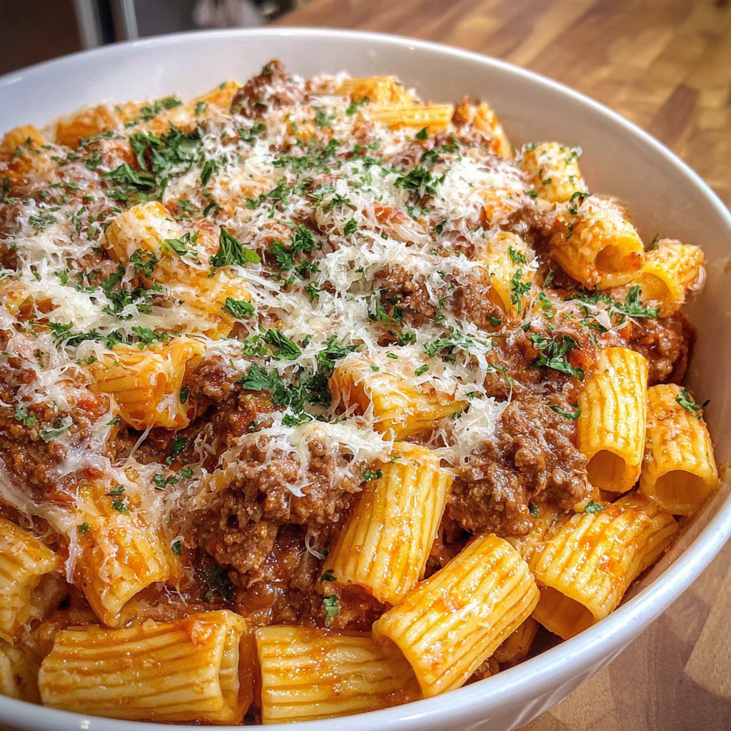 Cheesy Beef Rigatoni Pasta - Easy 45-Minute Recipe