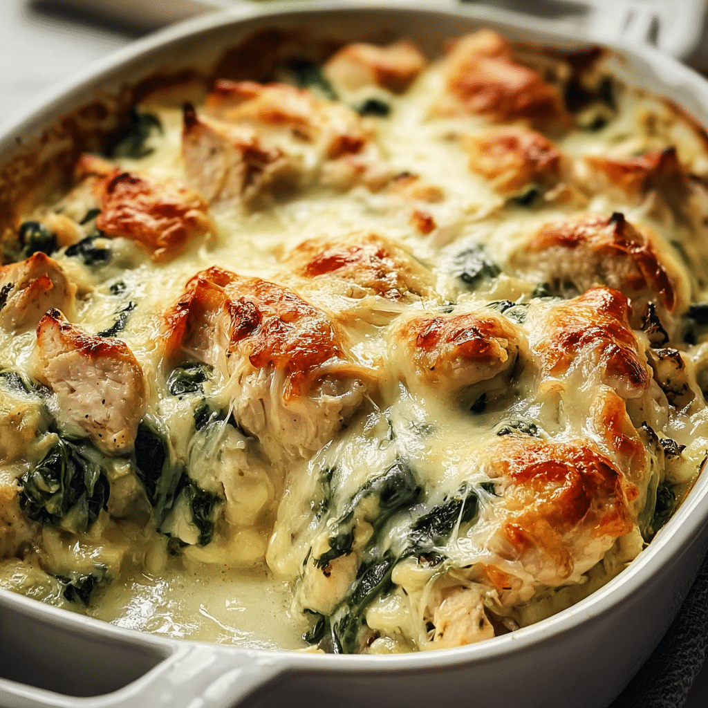 Creamy Chicken Spinach Casserole Bake - Easy Comfort Food Dinner