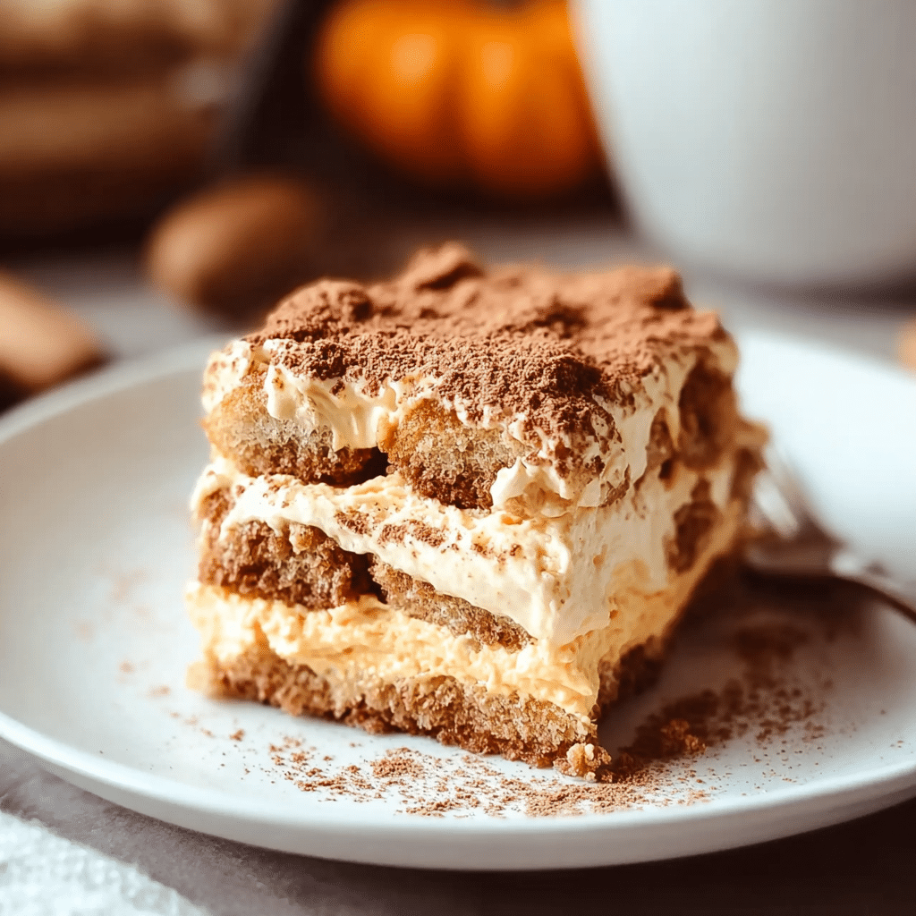 Creamy pumpkin tiramisu recipe - amazing fall dessert treat